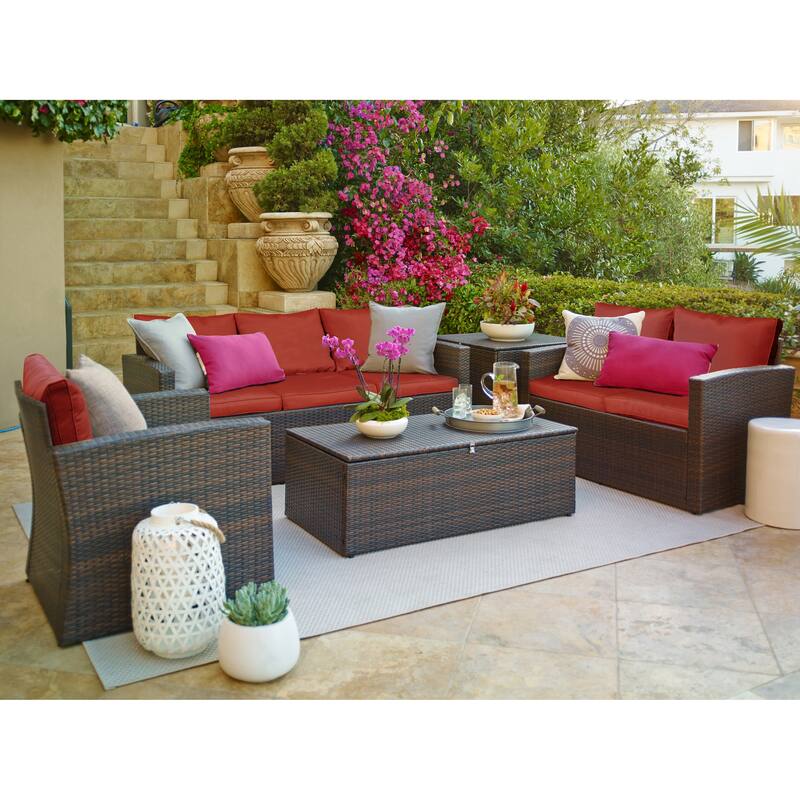 Rio 5 Piece All-Weather Wicker Conversation set with Storage ...