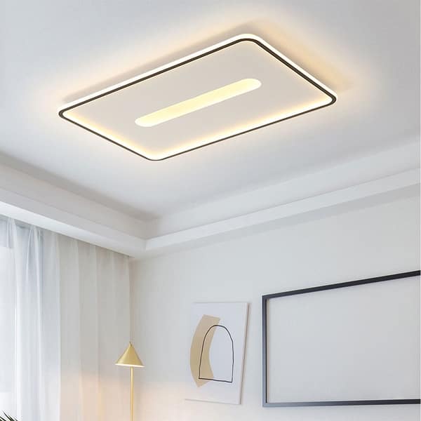 Modern Panel Ceiling Light LED Flush Mount Lamp Dimmable w/ Remote - 35 ...
