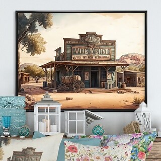 Designart "Wild West Store Arizona" Southwestern Framed Canvas Art ...