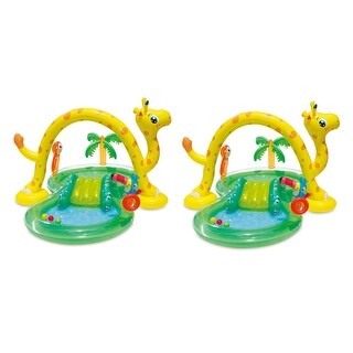 Summer Waves 101in x 75in Inflatable Jungle Play Center Kiddie Pool (2 ...