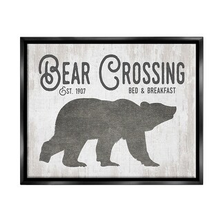 Stupell Bear Crossing Silhouette Wildlife Rustic Cabin Signage Floater ...