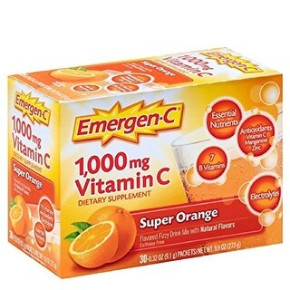 Alacer Emergen-C 1000 mg Vitamin C - Super Orange - 30 Packet - Bed ...
