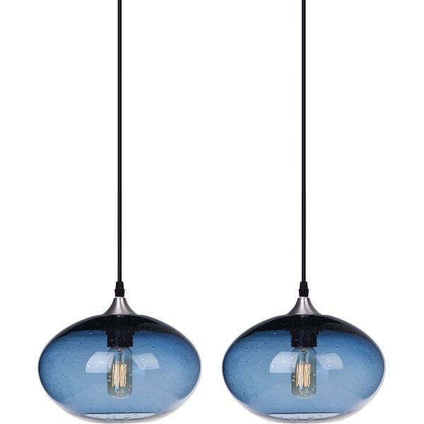 2 pack blue glass pendant lighting modern bubble light with nickel ...
