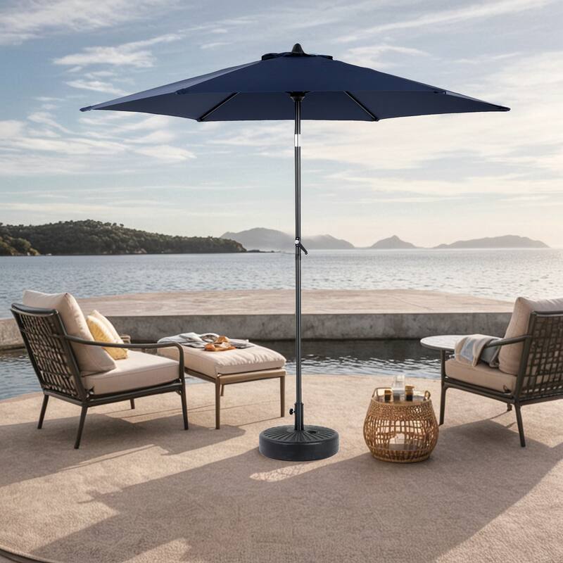 9ft Navy Blue Patio Umbrella W Tilt And Crank 6 Ribs No Base