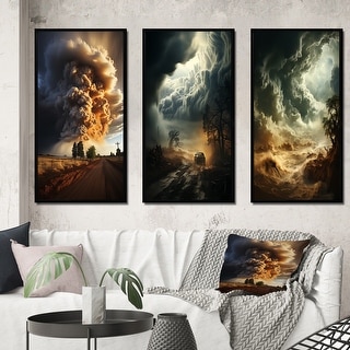 Designart "Storm Natures Fury" Landscape & Nature Framed Wall Art Set ...