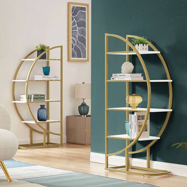 4 Tiers Round Shape Home Office Open Bookshelf - Bed Bath & Beyond ...
