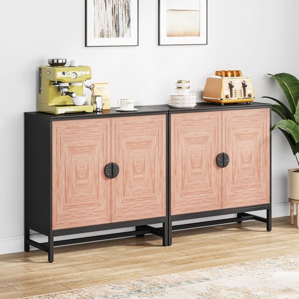 Kitchen Sideboard Storage Cabinet Set of 2, Buffet Serving Table with ...