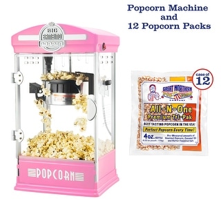 Big Bambino Popcorn Machine with 12 Pack of All-In-One Popcorn Kernel ...