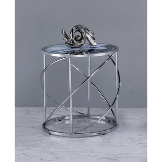 Lyda Blue Marble Print & Chrome Finish End Table - Bed Bath & Beyond ...