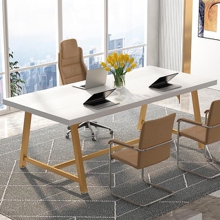 6FT Rectangle Conference Table, 70.9L Meeting Table for 6 People - Bed ...