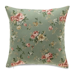 Pink Roses On Sage Green Pillow Cover - Bed Bath & Beyond - 41942025