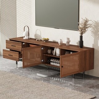 Entertainment Center Console Table with Deep Drawers and Cable ...