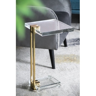 22" Crystal Side Table with Gold Metal Frame - Bed Bath & Beyond - 39015517
