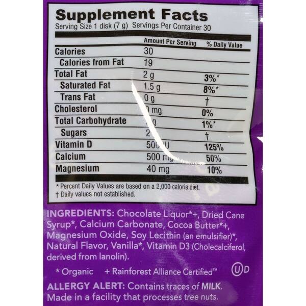 Adora Calcium Supplement Disk - Organic - Dark Chocolate - 30 ct - 1 ...