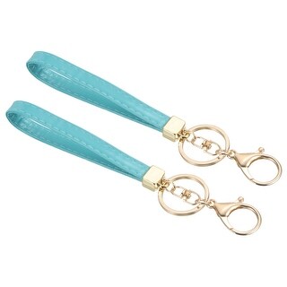 2pcs Wrist Lanyard Leather Keychain Lobster Clasps Keyring, Blue - Bed ...