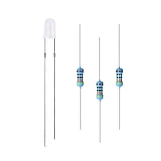 100Set 3mm LED Diodes w Resistor, Diffused Red DC1.8-2.0V, Round Head ...