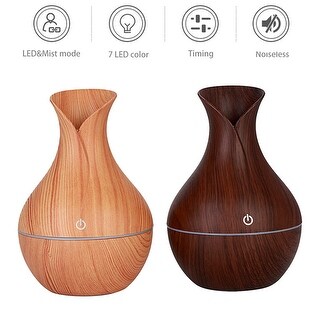 130ml Wood Grain Vase Diffuser with LED Aromatherapy Humidifier - Bed Bath & Beyond - 39311494