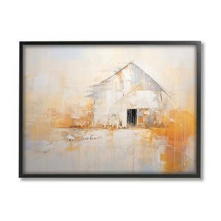 Stupell White Abstract Barn Painting Framed Giclee Art Design by Ramona ...