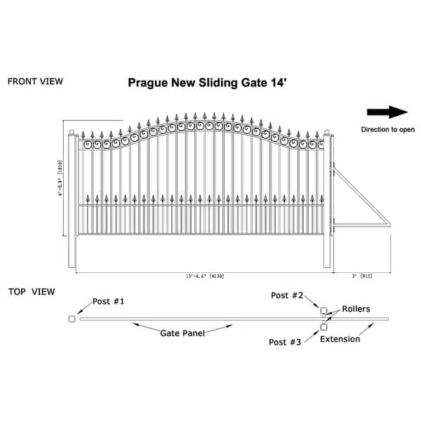 ALEKO Steel Single Sliding 14 ft Driveway Gate Prague Style Black - Bed ...