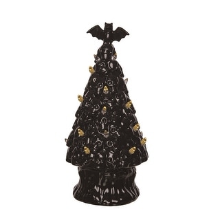 14.5" Pre-Lit Black Halloween Tree with Bat Topper - Bed Bath & Beyond ...