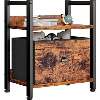 2 Tier Small Bookshelf, Short Bookcase with Drawer - Bed Bath & Beyond ...
