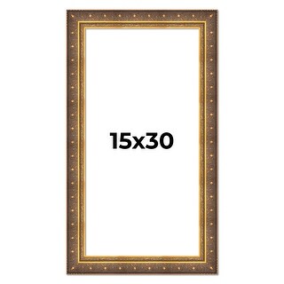 15x30 Frame Gold Real Wood Picture Frame inches Interior Frame Depth 1 ...