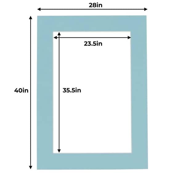 28x40 Mat for 24x36 Photo - Aqua Blue Matboard for Frames Measuring 28 ...