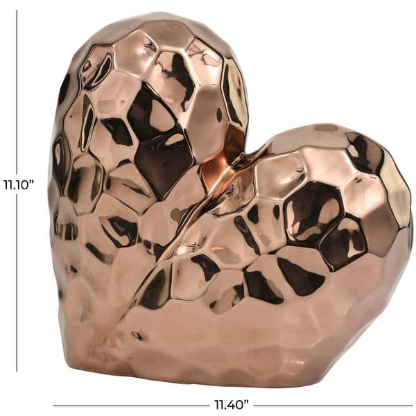 Rose Gold Ceramic Dimensional Angled Origami Inspired Heart Decorative ...
