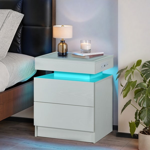 floating bedside table with led light