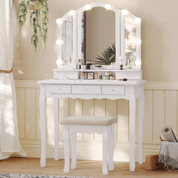makeup table trifold mirror