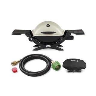 Weber Q 2200 Gas Grill - LP Gas (Titanium) with Adapter Hose and Cover ...