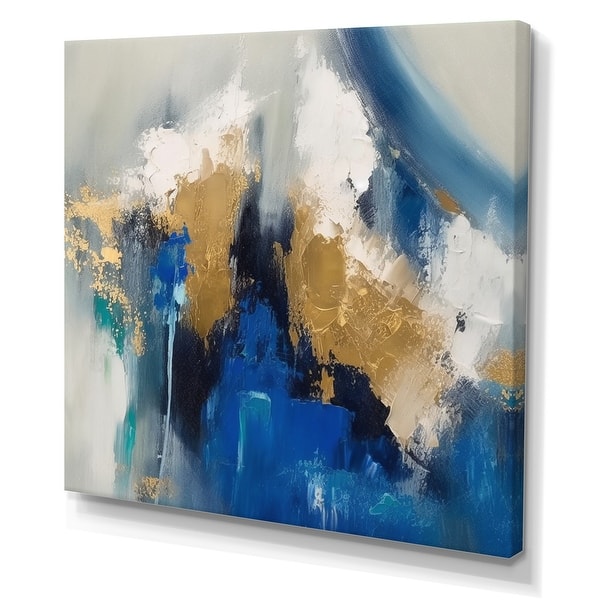 Designart "Ethereal Knowing Royal Blue And Gold" Abstract Painting Wall ...