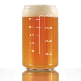 Measuring Glass BC - Beer Can Pint Glass - Engraved Lines for Portion ...