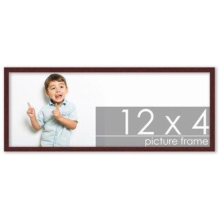 12x4 Traditional Mahogany Wood Picture Frame - UV Acrylic, Foam Board ...