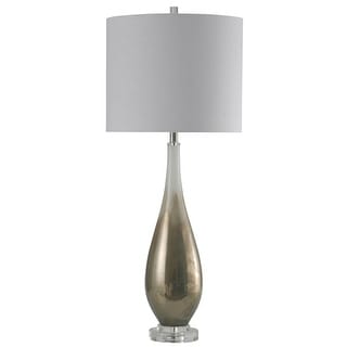 StyleCraft Movila Art Glass Table Lamp w/ Clear Acrylic Base - White ...