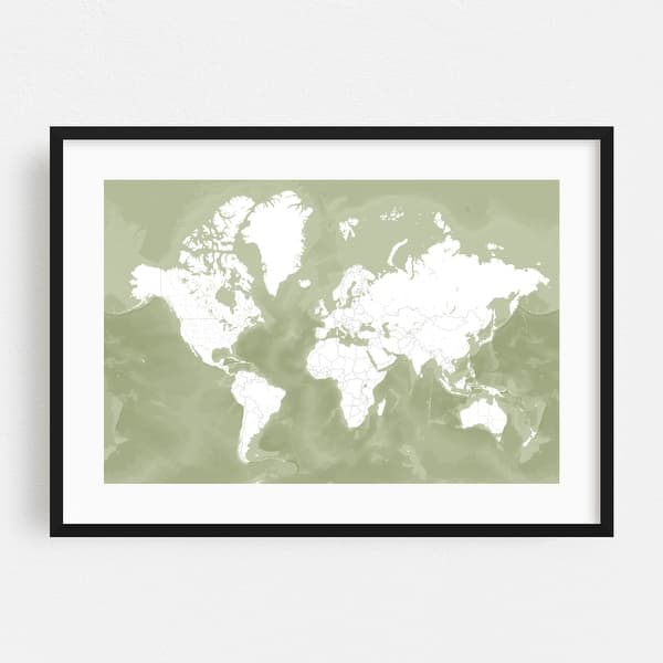 Maps Mid Century Modern World Map Art Print/Poster - Bed Bath & Beyond ...