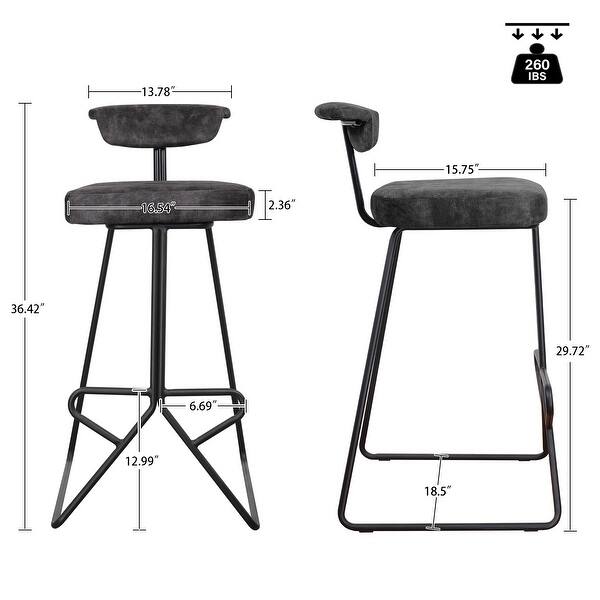 29" Upholstered Barstools, Leathaire Bar Stool with Metal Legs - Bed ...