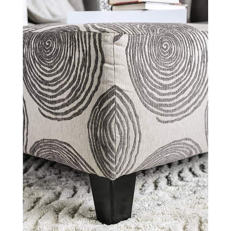 Jeta Contemporary Fabric Upholstered Geometric Print Cocktail Ottoman ...