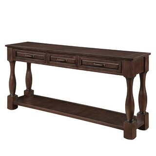 Multi-Functional 63in Long Console Table with Drawers, Espresso ...