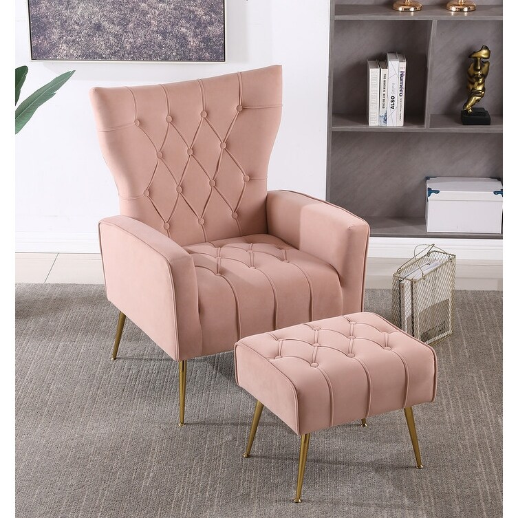 Accent Chair with Ottoman Living Room Club Chair and Ottoman Set Pink Bed Bath Beyond 38940505