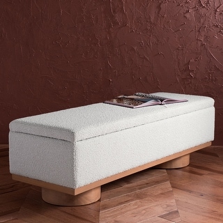 SAFAVIEH Couture Vianna Boucle Storage Bench - 61 in. W x 20 in. D x 19 ...