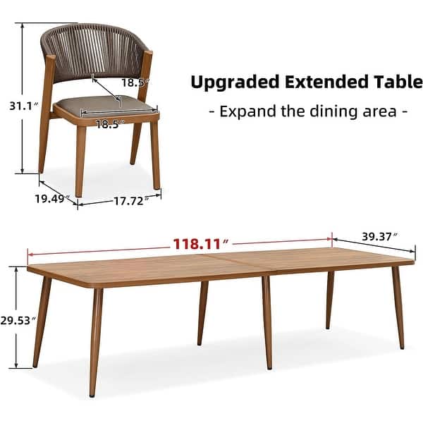 PURPLE LEAF Outdoor Dining Set Teak Aluminum Patio Furniture Set Dining ...