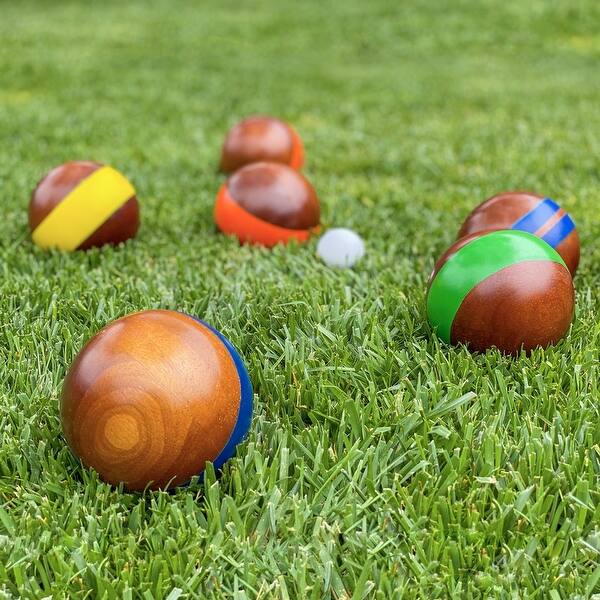 GoSports 100mm Hardwood Bocce Set with 8 Premium Wood Balls, Pallino ...