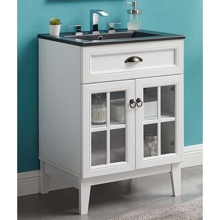 Alden 24 Inch Black Ceramic Countertop Bathroom Vanity Set - Bed Bath ...