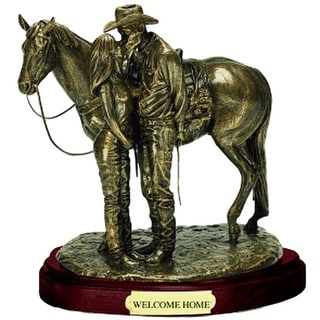Western Moments Statue Welcome Home Cowboy Horse Bronze - Bed Bath ...