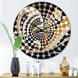 Designart "Golden Circular Universe V" Black Abstract Geometric Clocks ...