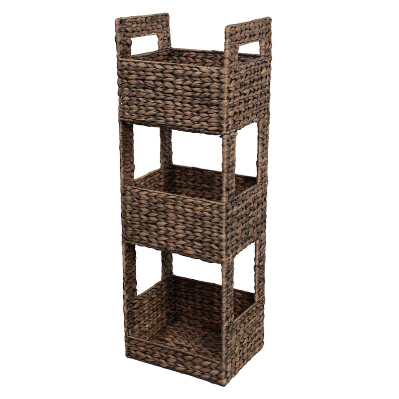 Savannah 35.5 in. H Coastal Handwoven Water Hyacinth 3-Tier ...