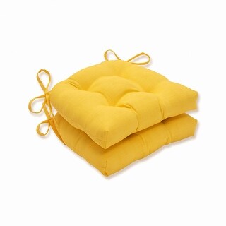 Pillow Perfect Outdoor Fresco Solids Yellow Reversible Chair Pad (Set ...