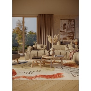 Ginza Six Washable Ink Lines Milk Tea Area Rug - Bed Bath & Beyond ...