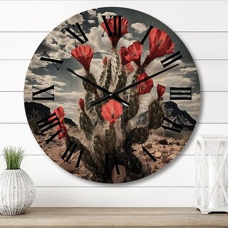 Designart "Western Desert Cactus Serenade" Western Oversized Wood Wall ...